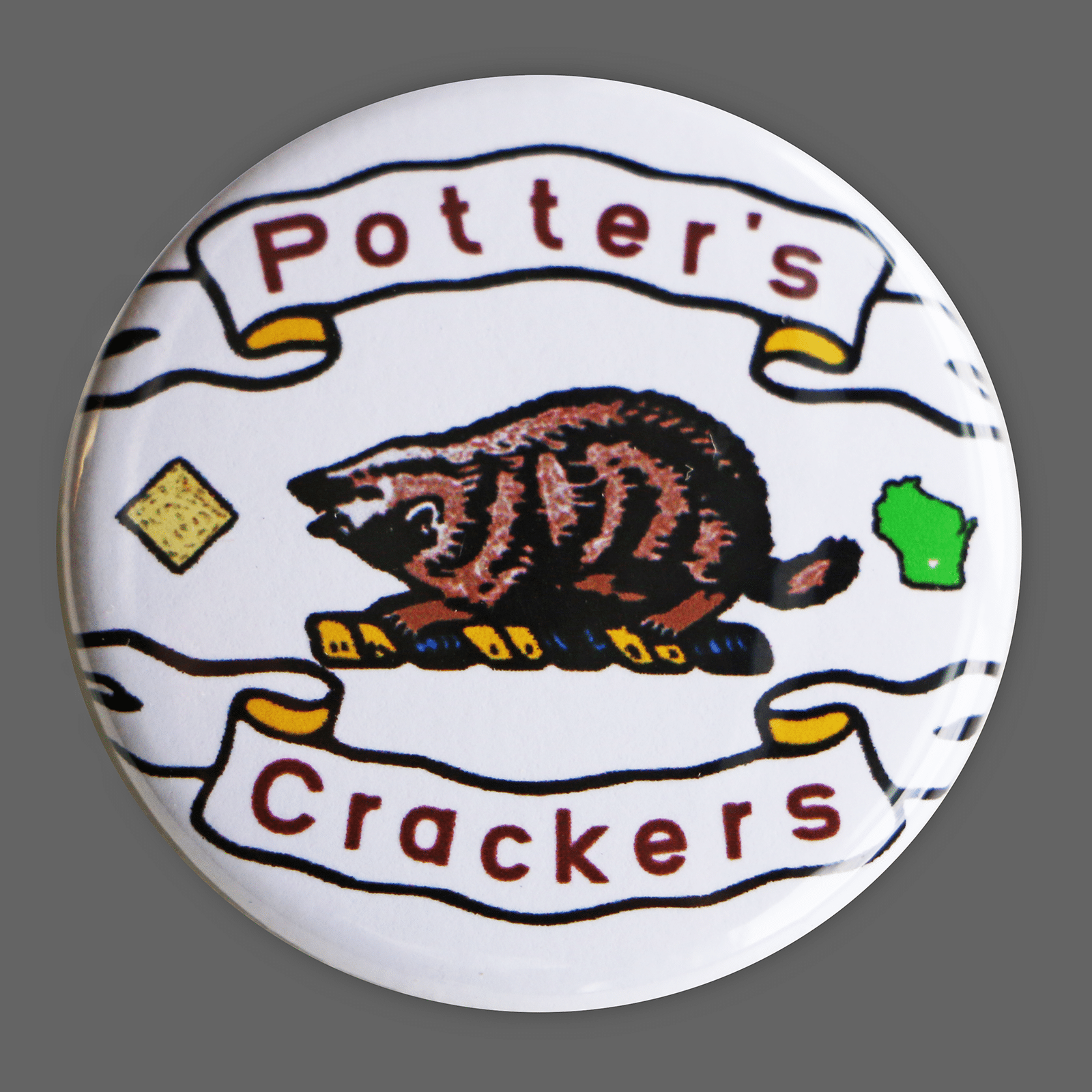 Wisconsin State Crackers Button 1.5" - Potters Crackers
